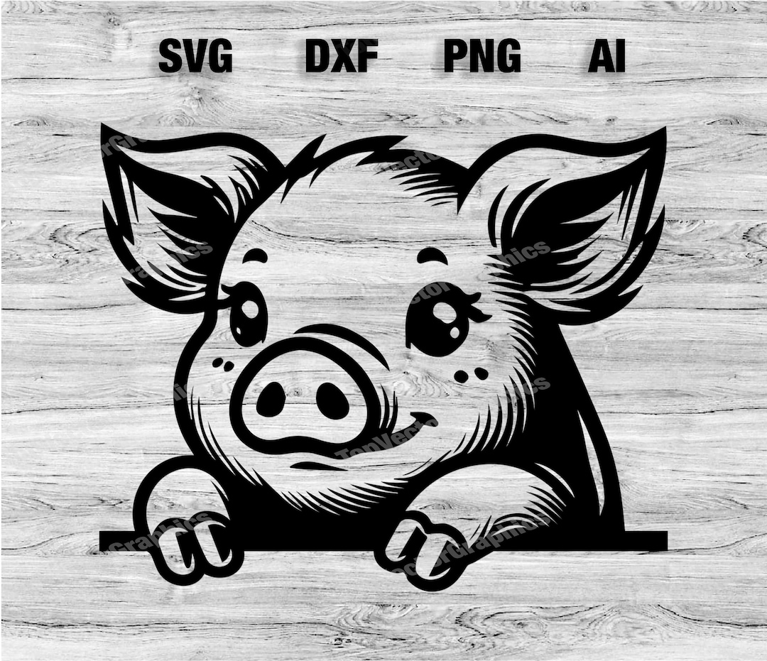 Peeking Pig Head | Pig Vector Graphic Laser File Silhouette Clip Art ...
