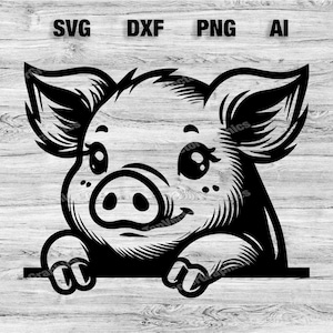 Peeking Pig Head | Pig Vector Graphic Laser File Silhouette Clip Art ...
