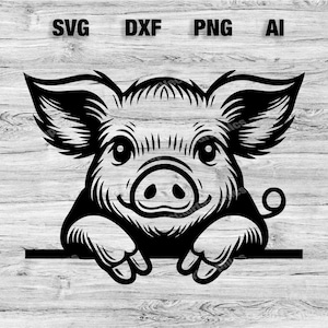 Peeking Pig Head | Pig Vector Graphic Laser File Silhouette Clip Art ...