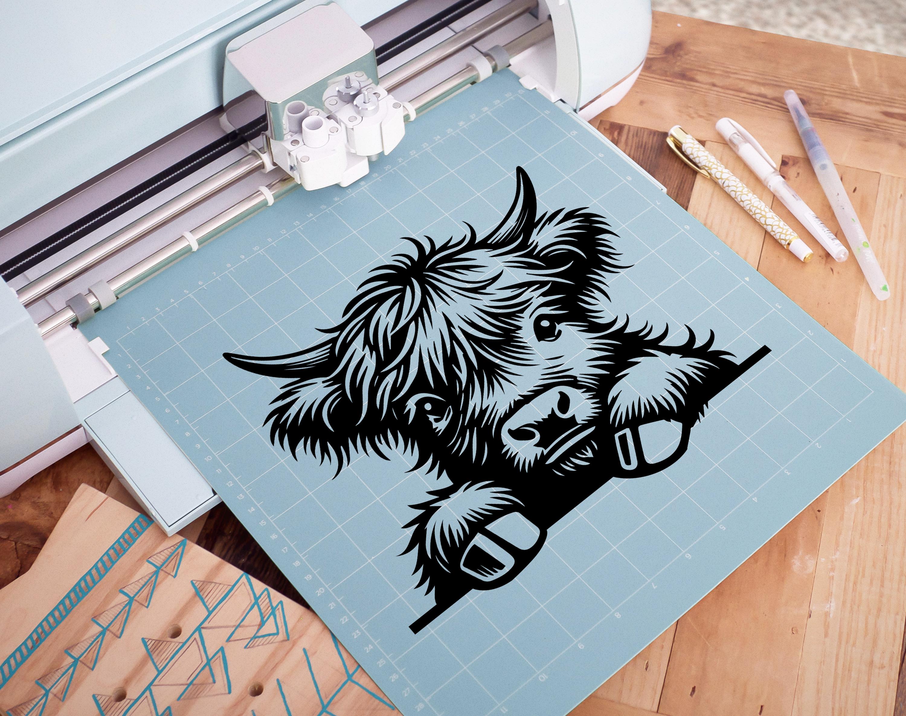 Peeking Highland Cow Head | Highlander Cow Vector Graphic Laser File ...