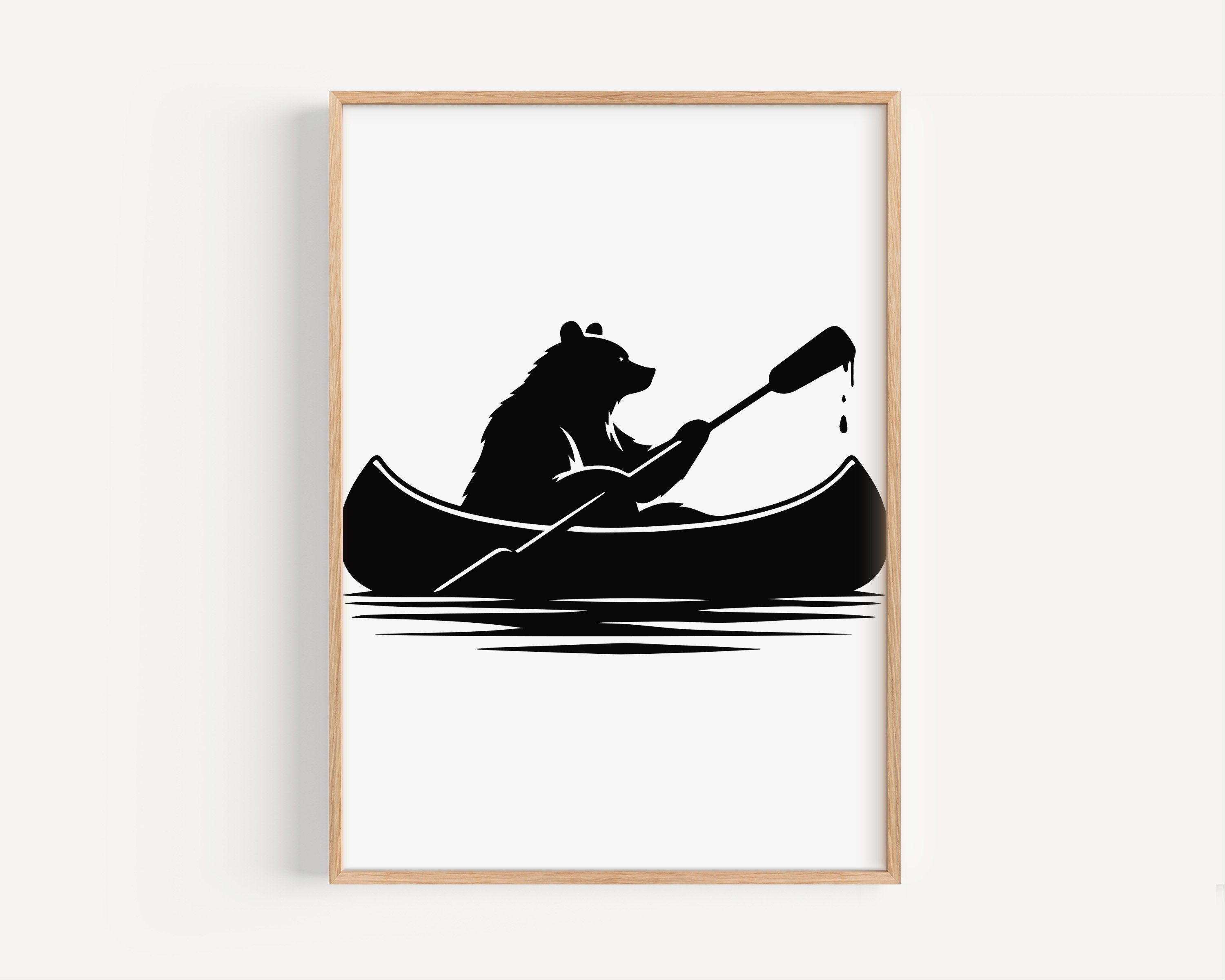 Bear in Canoe Silhouette Cut Files | Bear Canoe Golfer Vector ...