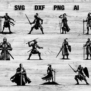 20 Medieval Knight Graphics Knight Warrior Cut Files Silhouette, Cameo ...
