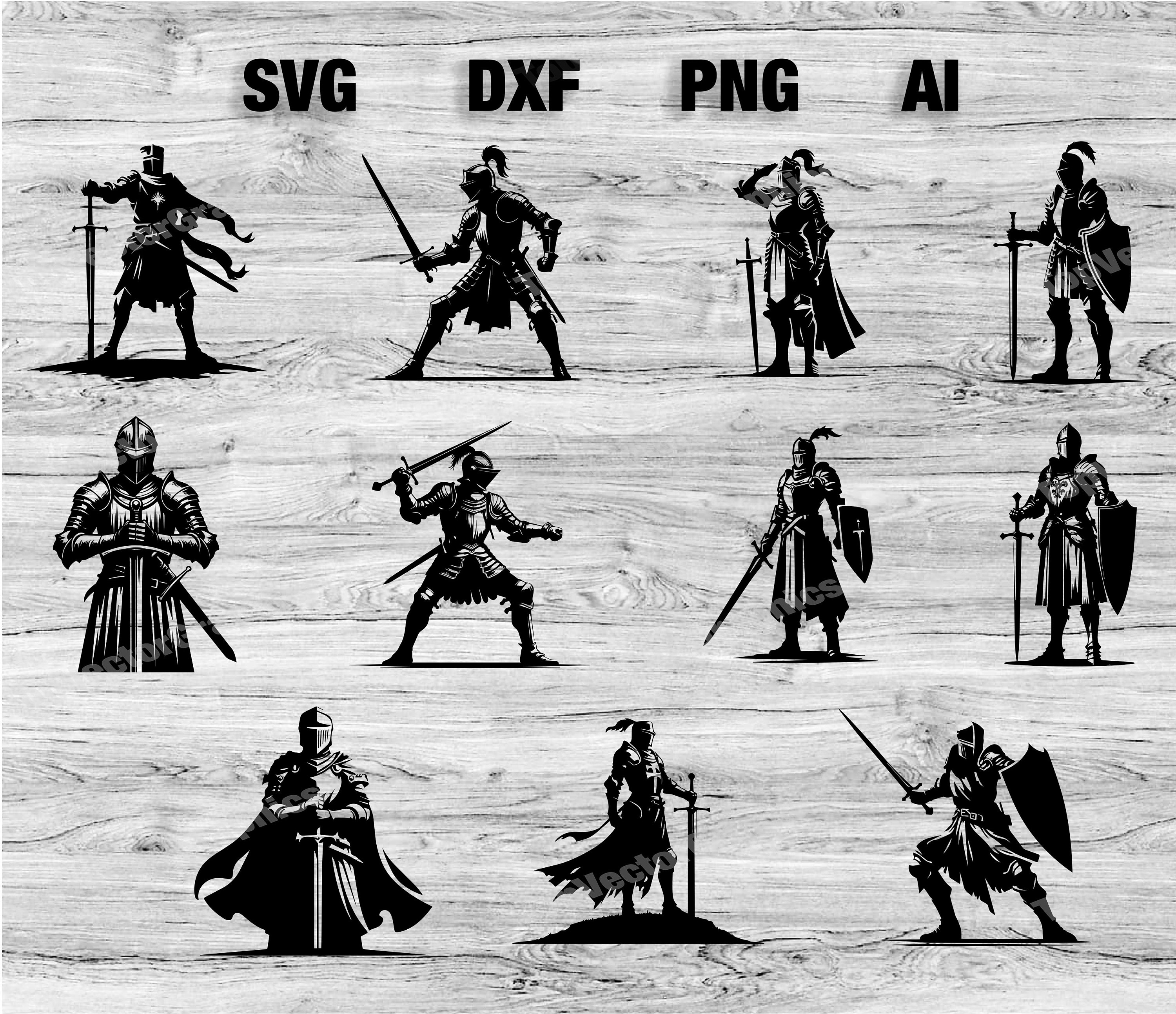 20 Medieval Knight Graphics Knight Warrior Cut Files Silhouette, Cameo ...