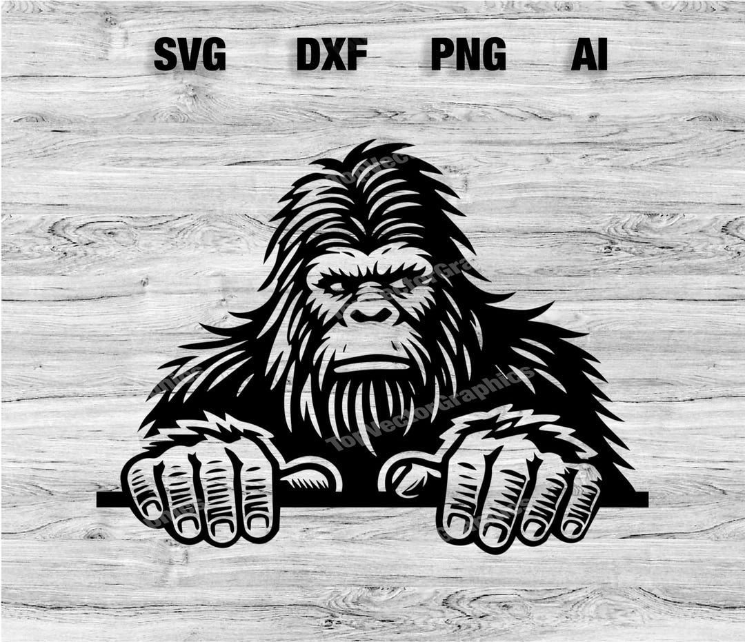 Peeking Bigfoot Head | Sasquatch Vector Graphic Laser File Silhouette ...