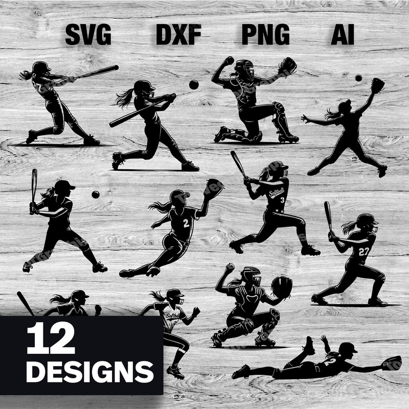 Softball Silhouette - Etsy