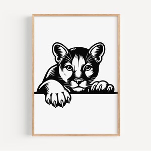 Peeking Puma Head | Feline Vector Graphic Laser File Silhouette Clip ...