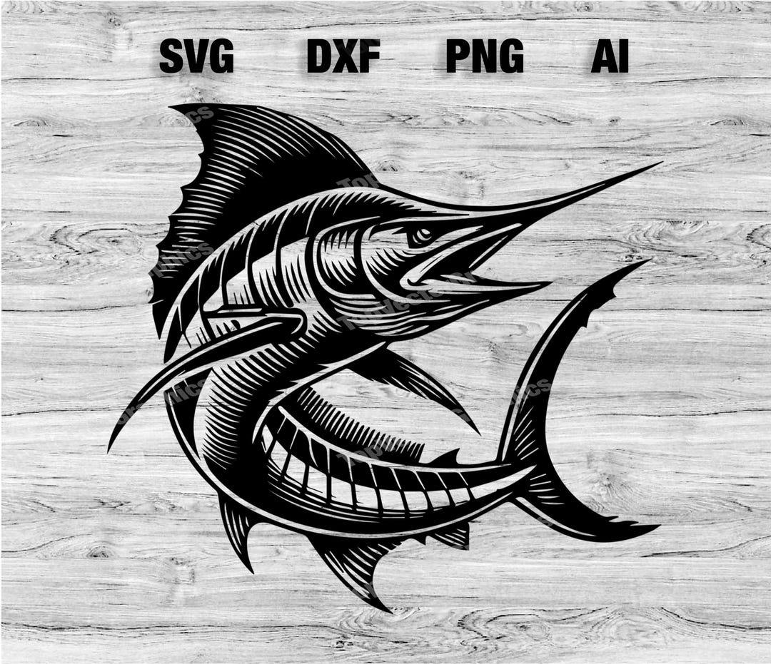 Marlin Fish Cut File | Outdoor Fishing Graphic Wall Art Silhouette ...