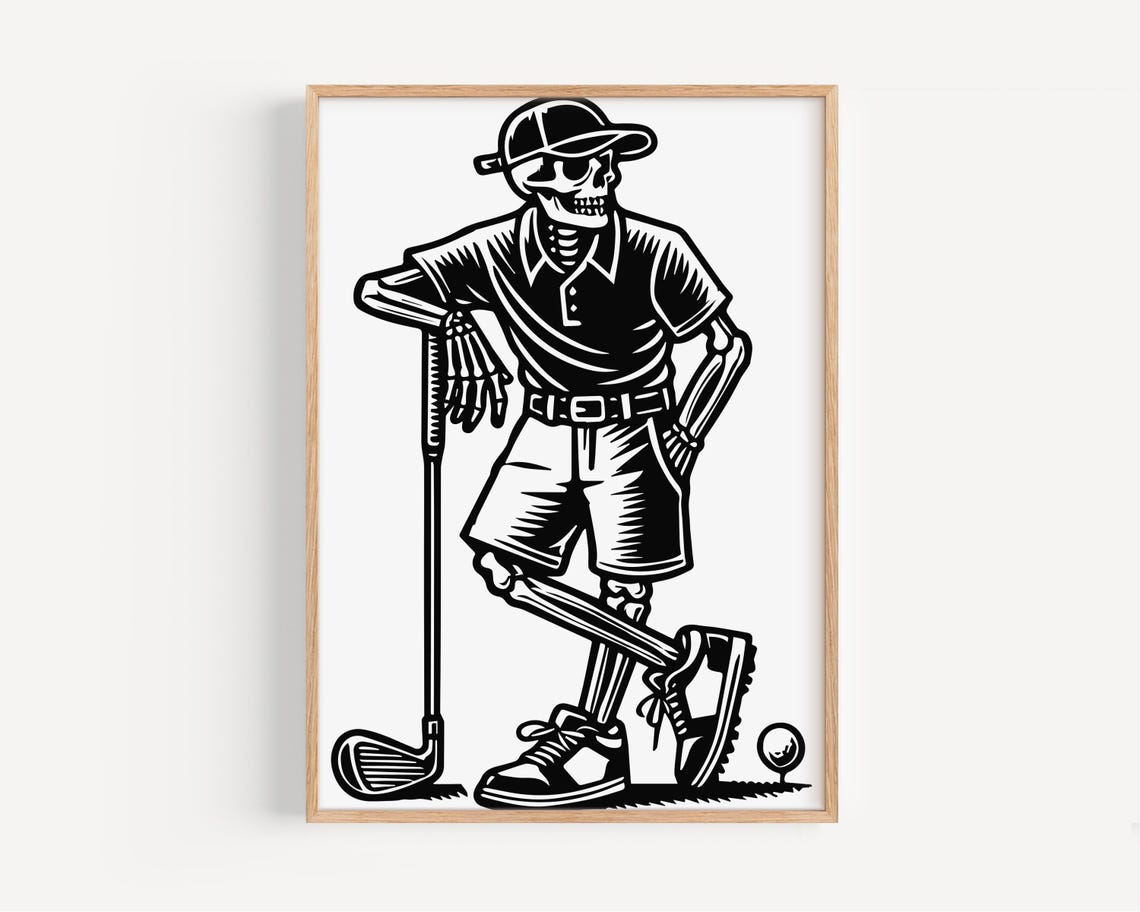 Skeleton Golf Vector Graphic for DIY Crafts and Projects | Skull ...