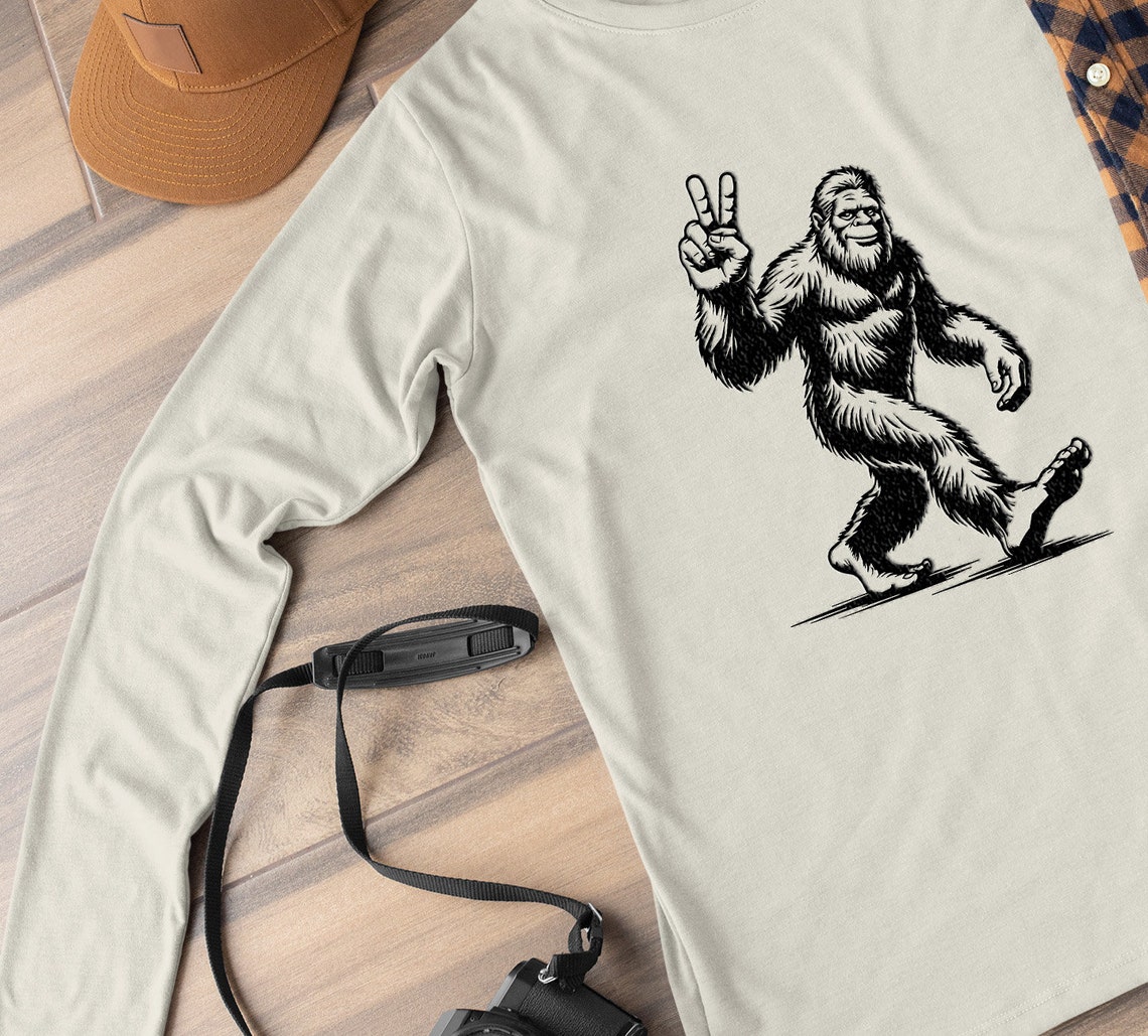 Bigfoot Peace Sign Cut Files Fun Bigfoot Peace Vector Silhouette, Cameo ...