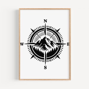 Compass Mountain Cut File | Outdoor Compass Rose Vector Graphic ...
