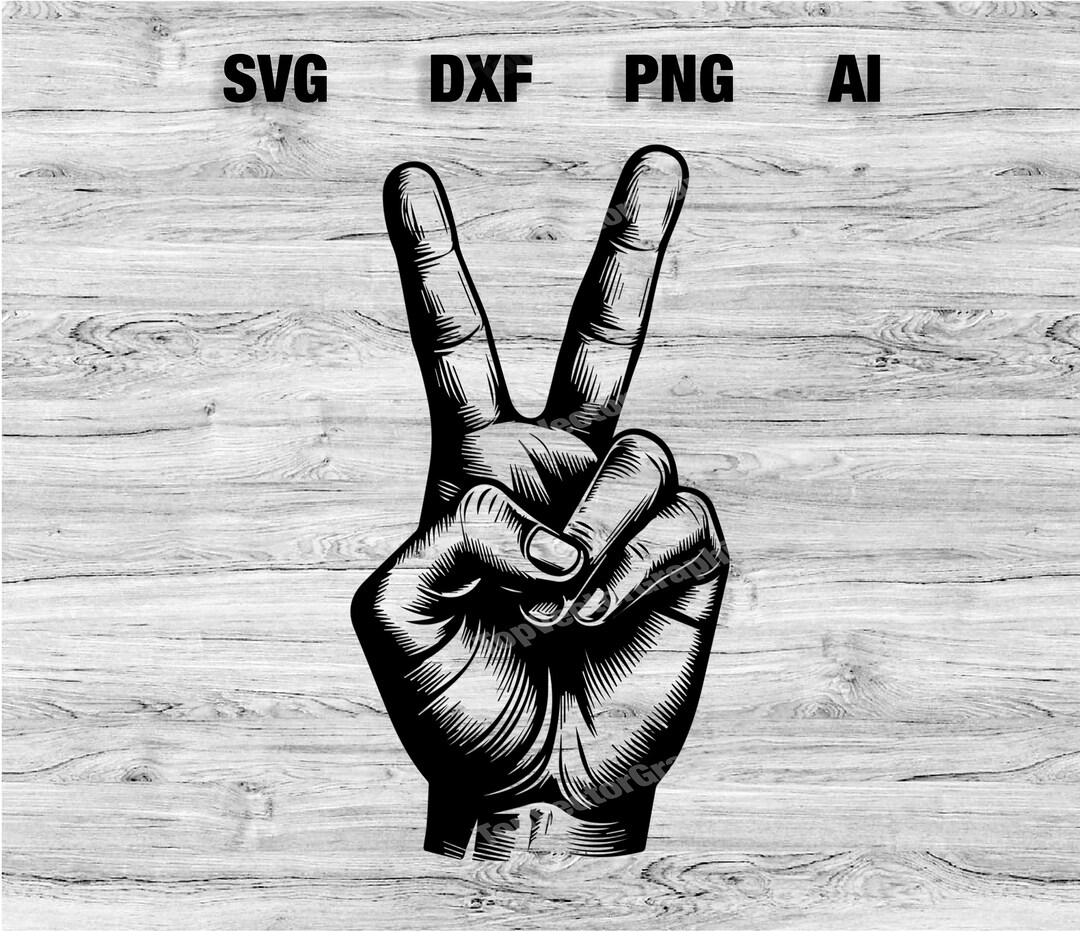 Hand Peace Sign Cut Files Hand Doing Peace Vector Silhouette, Cameo ...