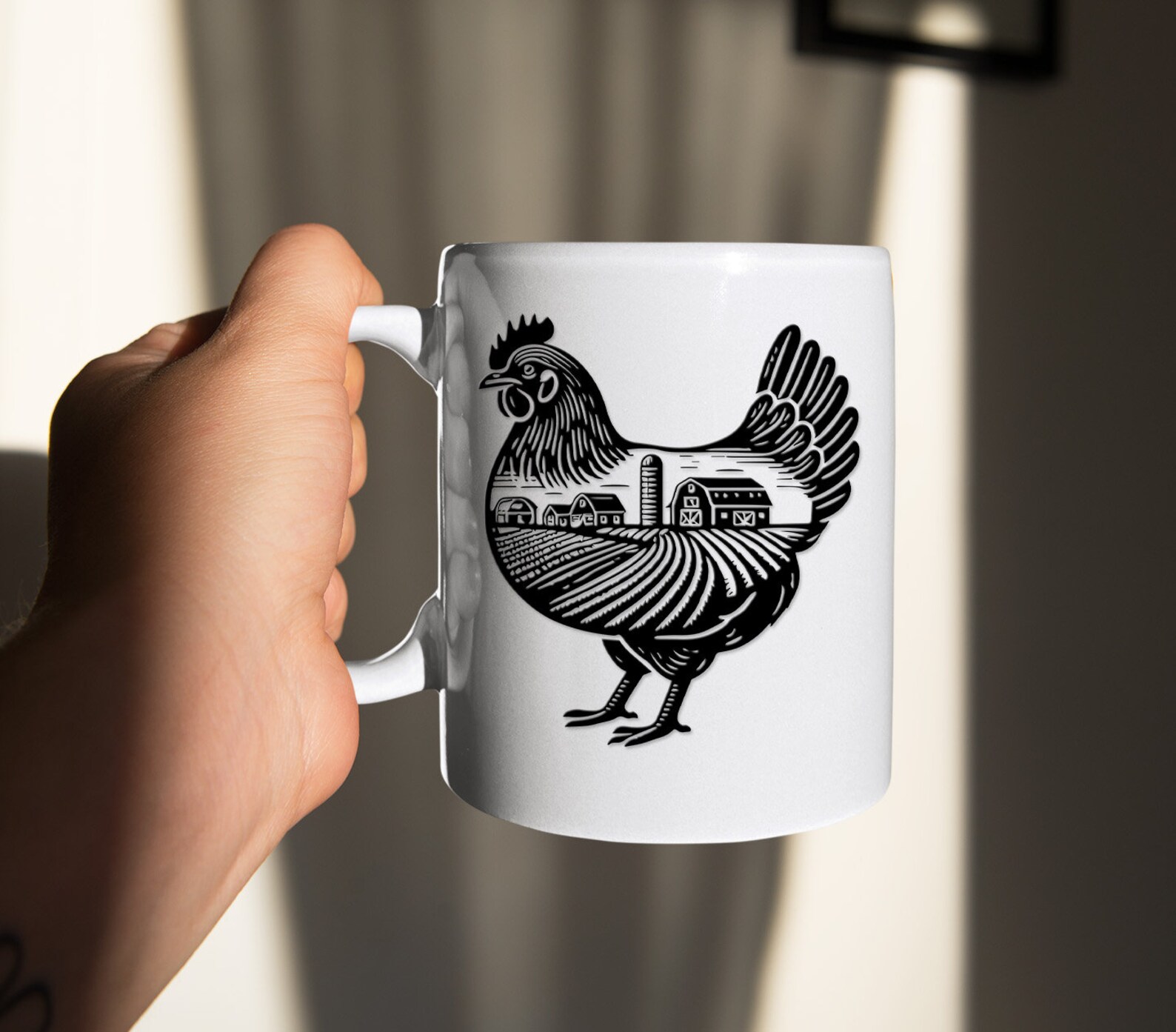 Chicken Farm Scene Cut File | Rooster Graphic Wall Art Silhouette ...