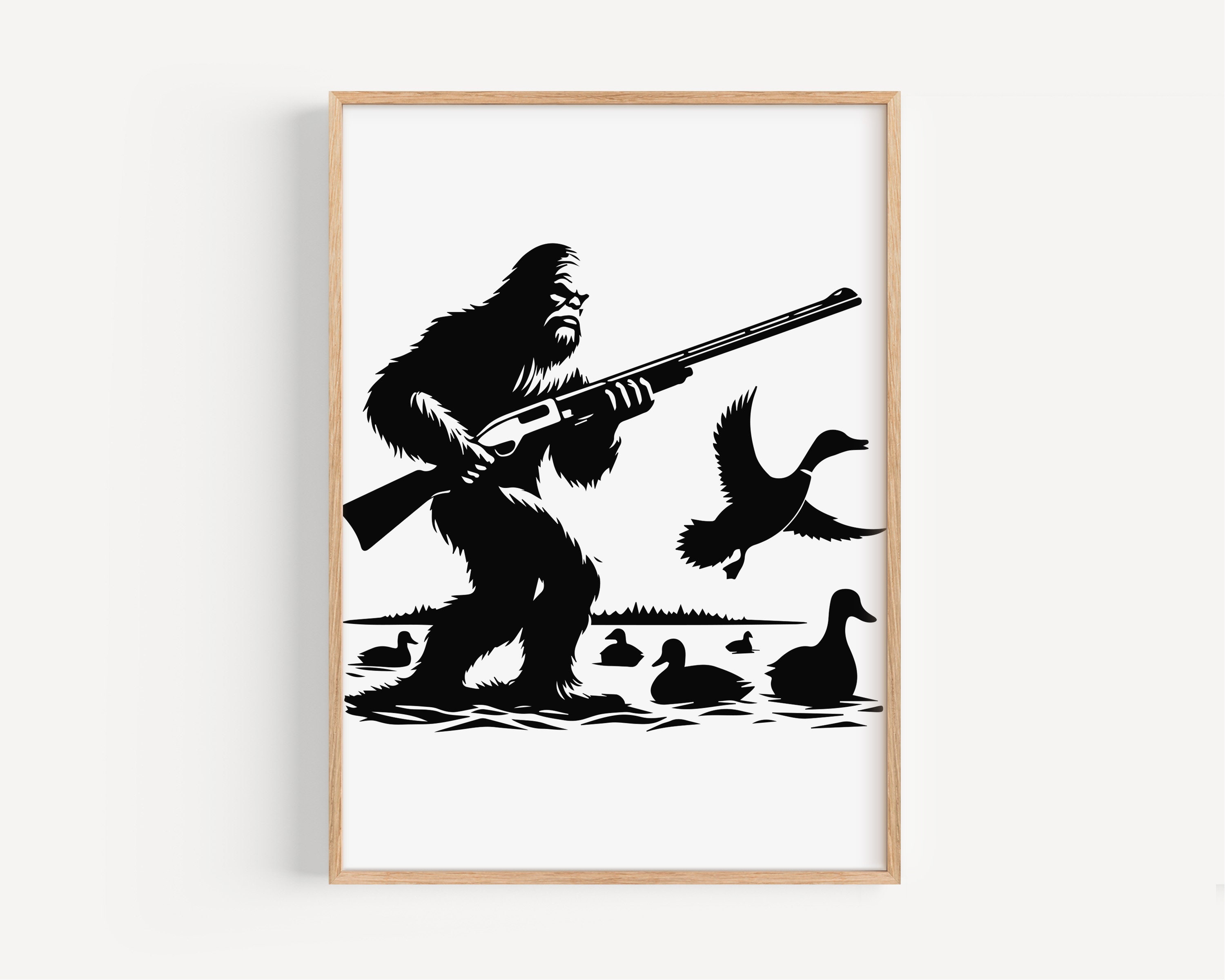 Bigfoot Duck Hunting Silhouette Cut Files Fun Bigfoot Vector Silhouette ...
