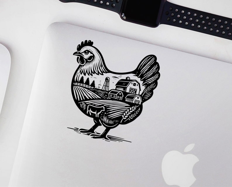 Chicken Farm Scene Cut File | Rooster Graphic Wall Art Silhouette ...