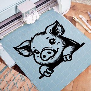 Peeking Pig Head | Pig Vector Graphic Laser File Silhouette Clip Art ...