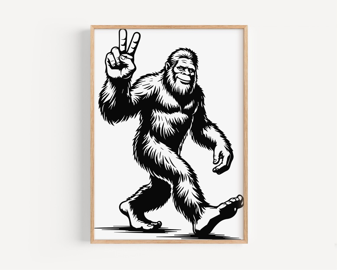 Bigfoot Peace Sign Cut Files Fun Bigfoot Peace Vector Silhouette, Cameo ...