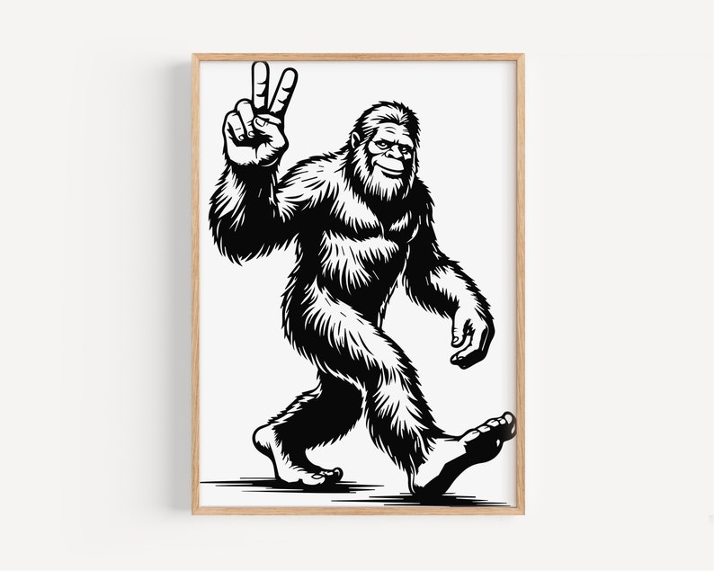 Bigfoot Peace Sign Cut Files Fun Bigfoot Peace Vector Silhouette, Cameo ...