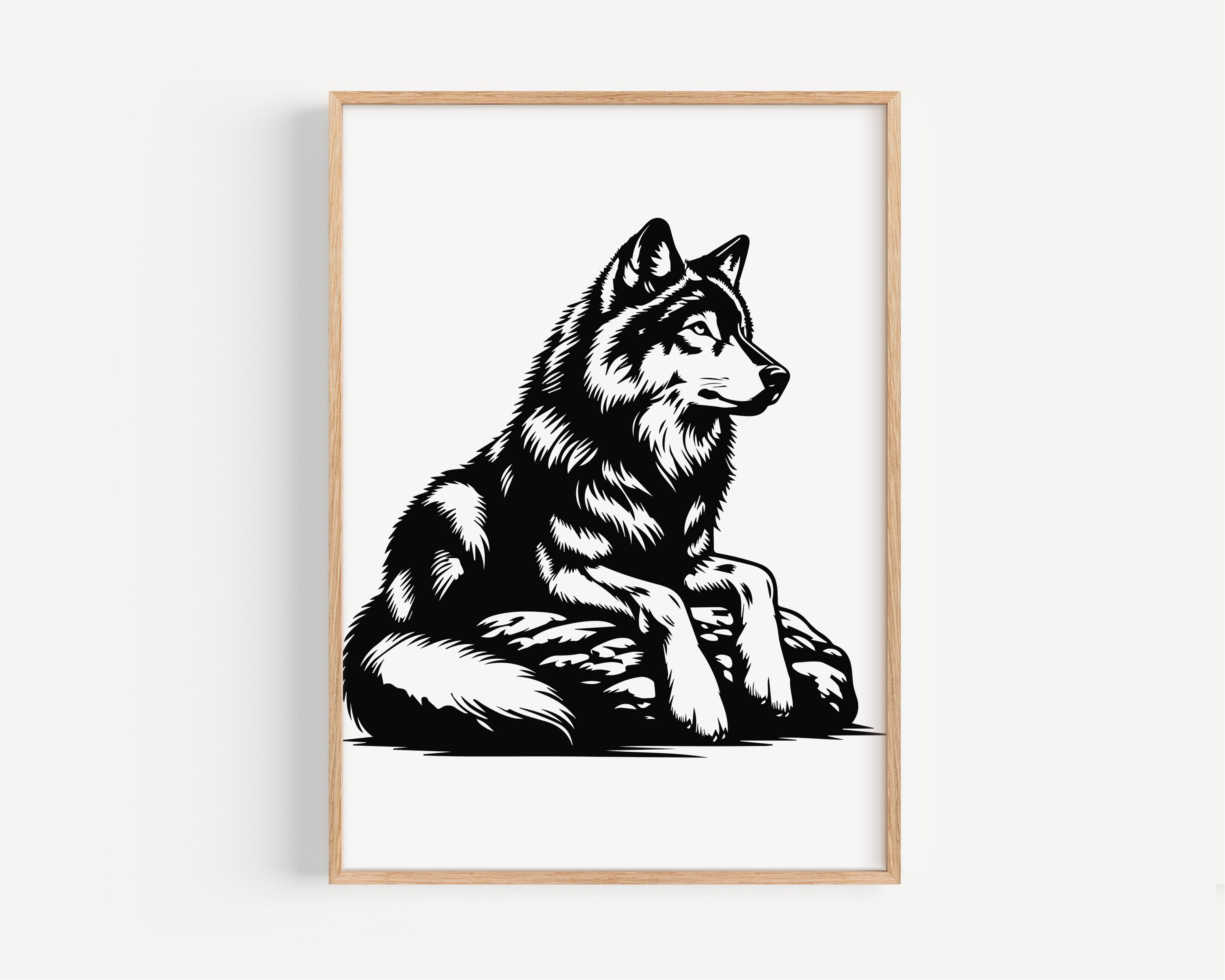 8 Wolf Boulder Cut Files Grey Wolves Vector Graphic Silhouette, Cameo ...