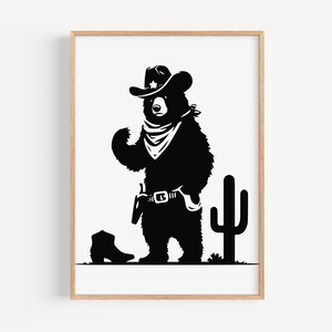 Bear Cowboy Silhouette Cut Files | Fun Bear Western Cowboy Vector ...