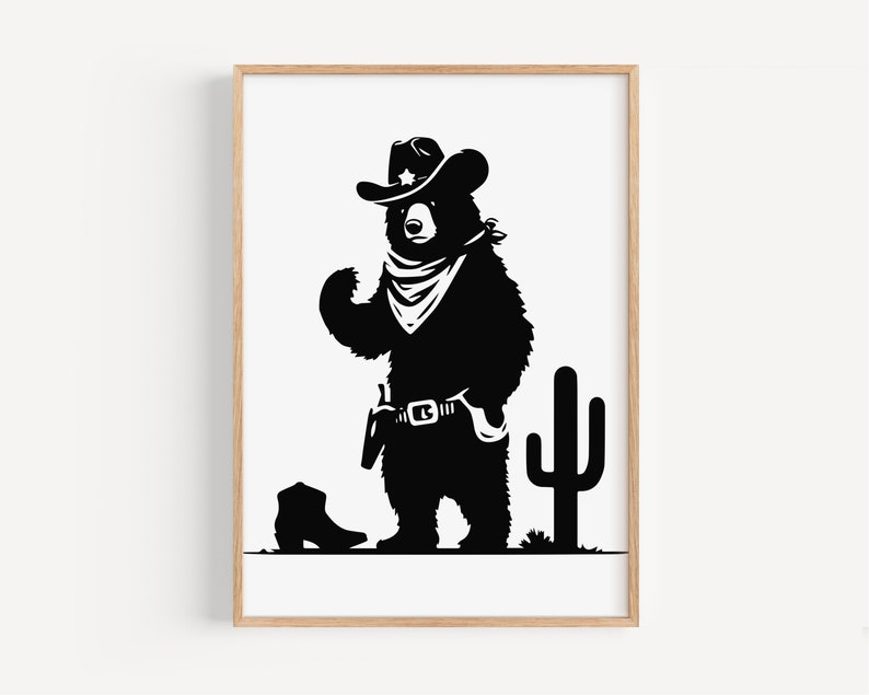 Bear Cowboy Silhouette Cut Files Fun Bear Western Cowboy Vector ...