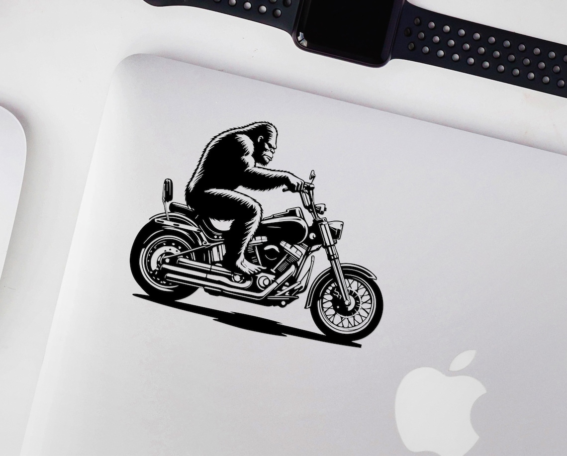Bigfoot Riding Motorcycle Cut Files | Bigfoot Harley Vector Silhouette ...