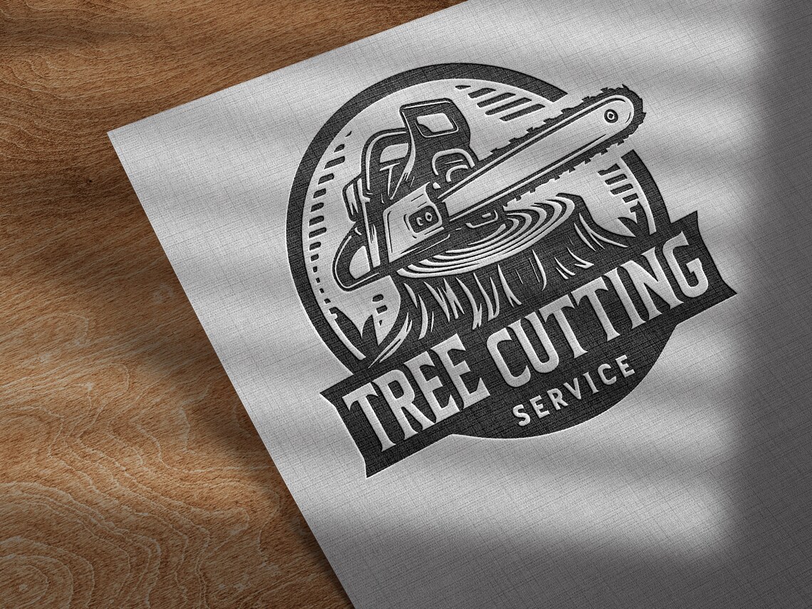 Professional Tree Cutting Service Logo Design- Chainsaw - SVG, PNG, Dxf ...