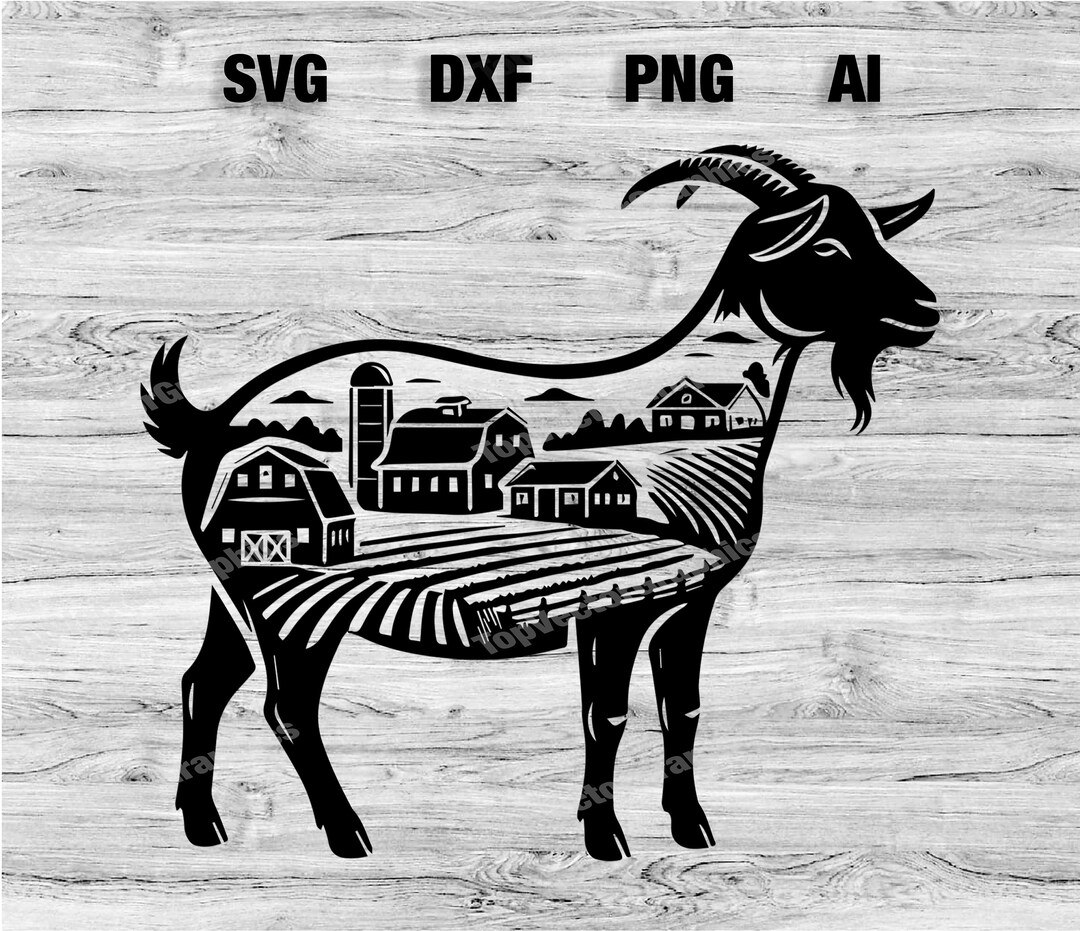 Goat Farm Scene Cut File | Cute Goat Animal Graphic Wall Art Silhouette ...