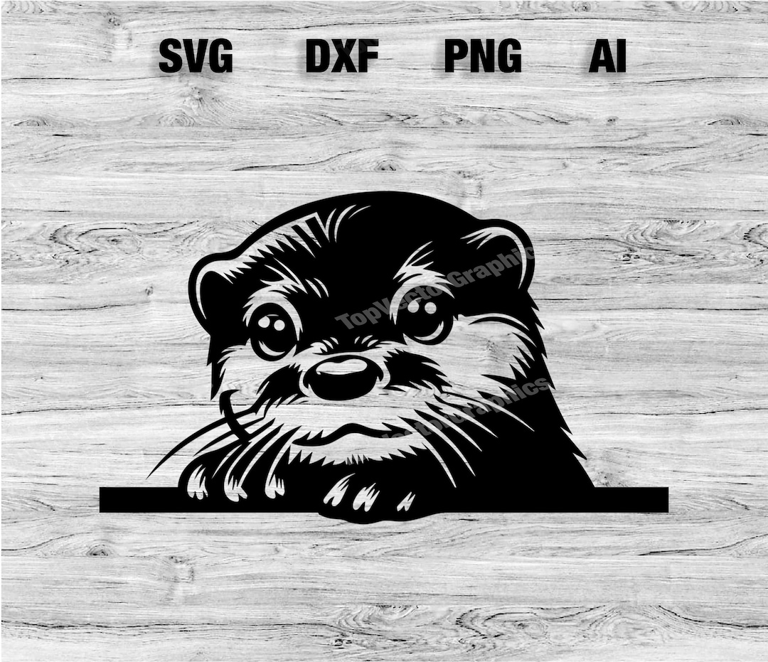 Peeking Otter Head | Cute Otter Vector Graphic Laser File Silhouette ...