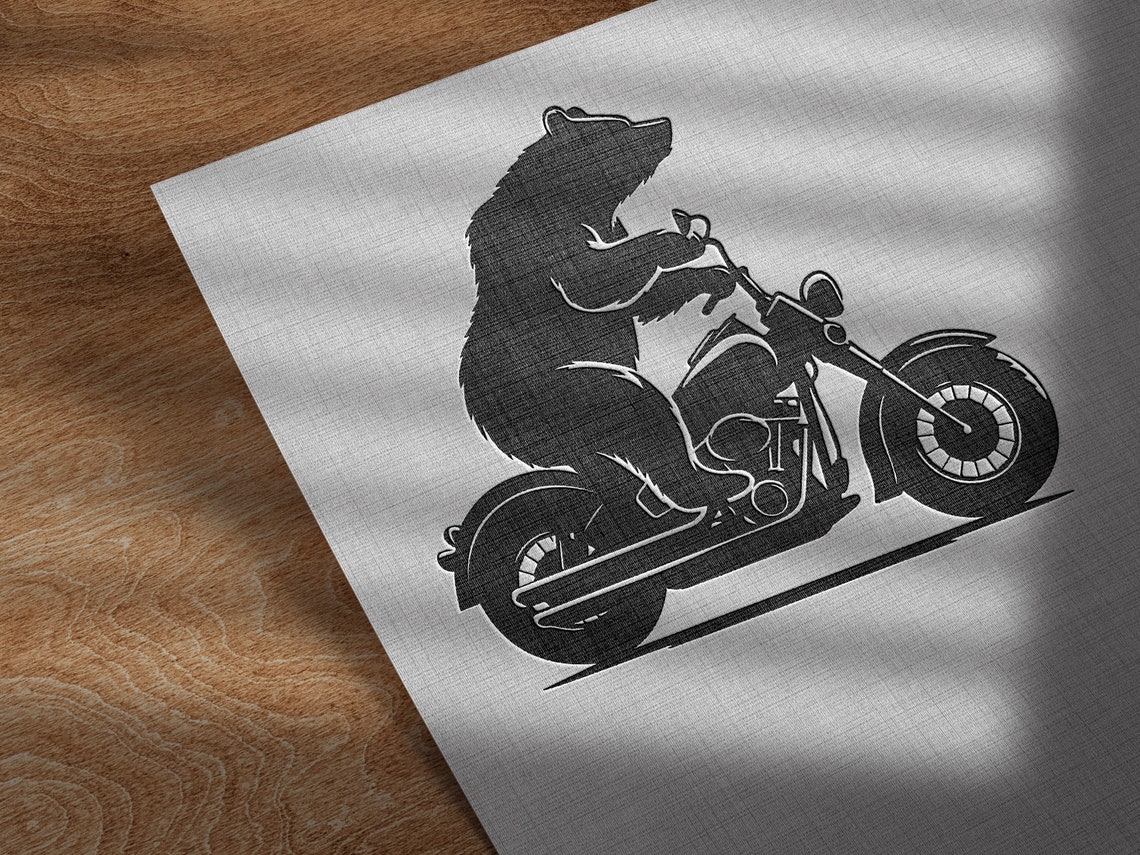 Bear Biker Silhouette Cut Files | Bear Motorcycle Golfer Vector ...