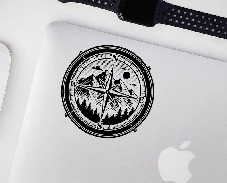 Compass Mountain Cut File Outdoor Compass Rose Vector Graphic ...