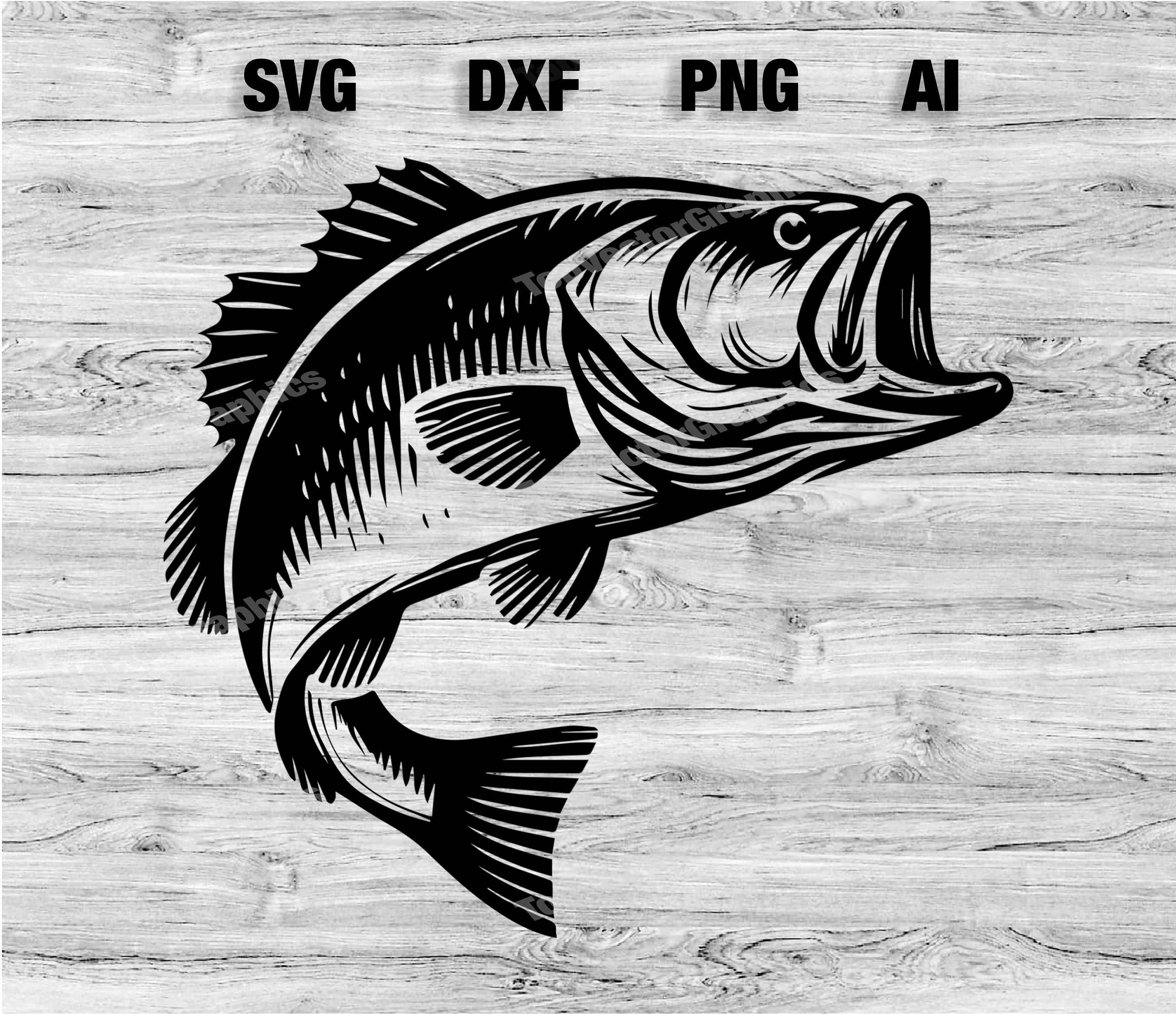 Large Mouth Bass Fish Cut File | Outdoor Fishing Graphic Wall Art ...