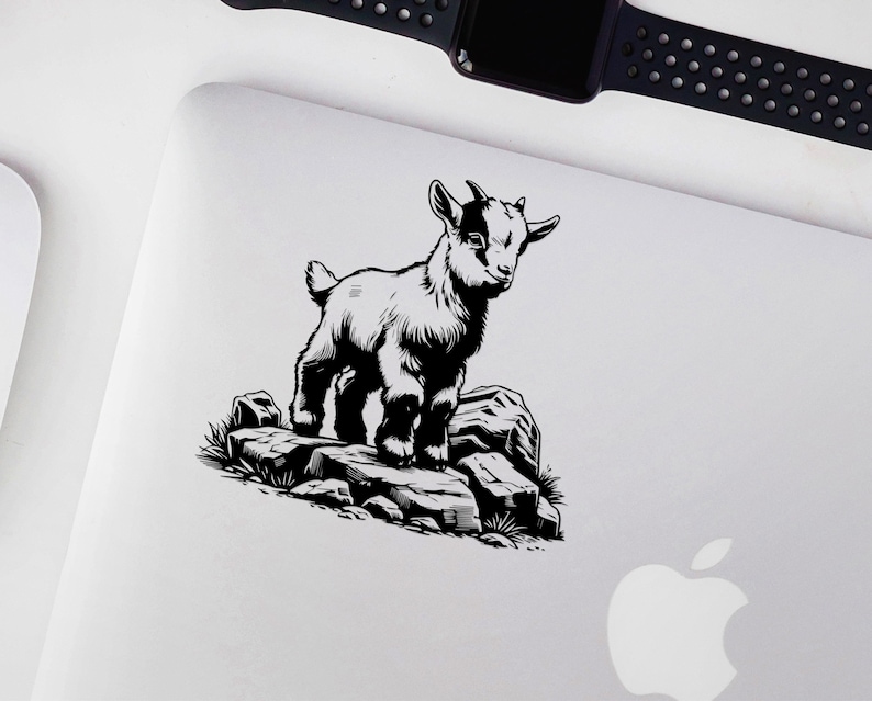 Baby Goat on Rocks Cut Files Billy Goat Vector Silhouette, Cameo ...
