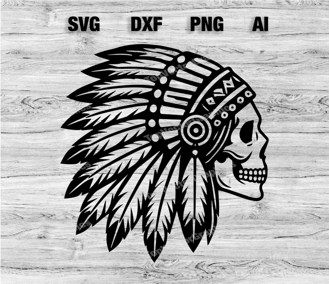 Native Skull With Headdress SVG | Tattoo Skull Svg, Skull Svg ...