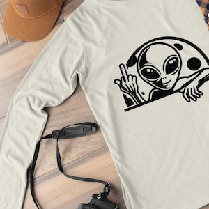 Peeking Alien Middle Finger Alien Flip off Vector Graphic Laser File ...