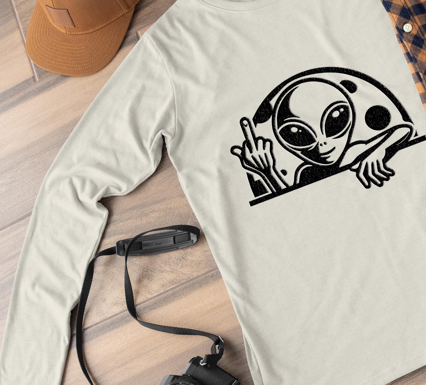 Peeking Alien Middle Finger | Alien Flip off Vector Graphic Laser File ...