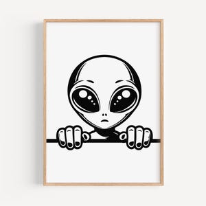 Peeking Alien Head | Alien Vector Graphic Laser File Silhouette Clip ...