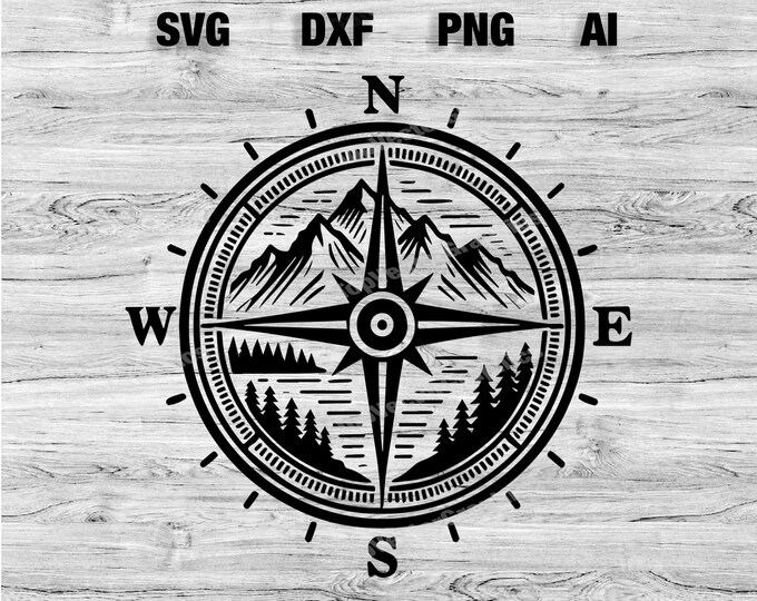 Compass Star Svg, Mountains Svg, off Road, Adventure, Outdoor. Vector ...