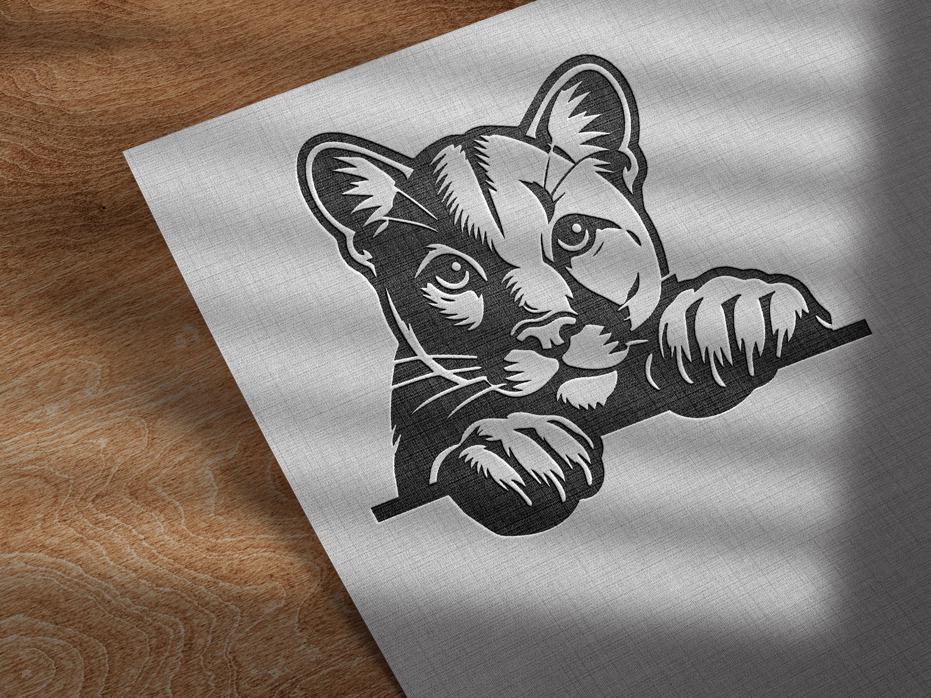Peeking Puma Head | Feline Vector Graphic Laser File Silhouette Clip ...