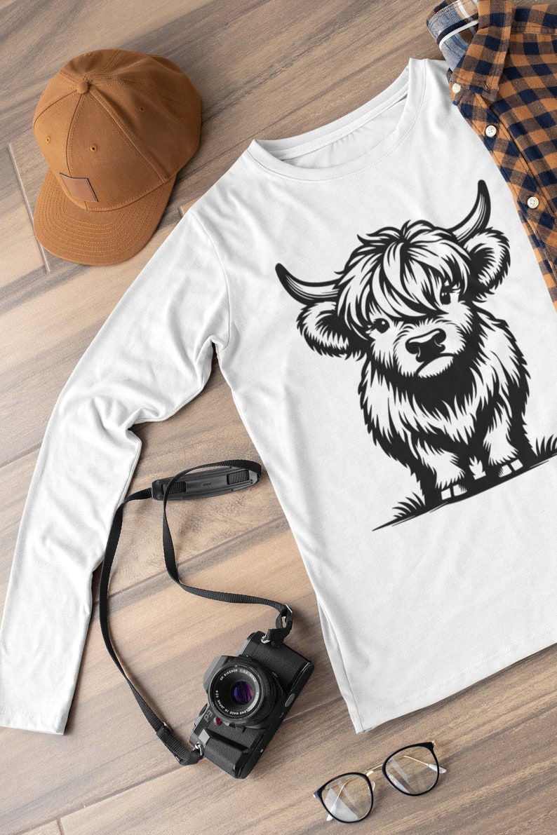 Cute Highlander Cow Vector Graphic for DIY Crafts and Projects ...