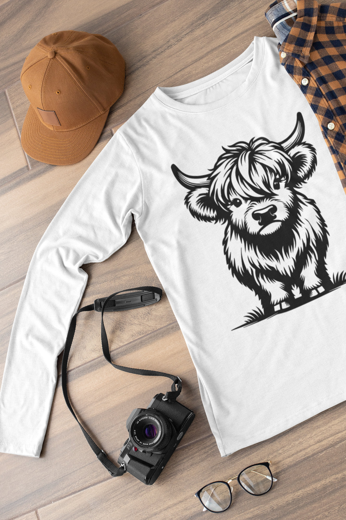 Cute Highlander Cow Vector Graphic for DIY Crafts and Projects ...