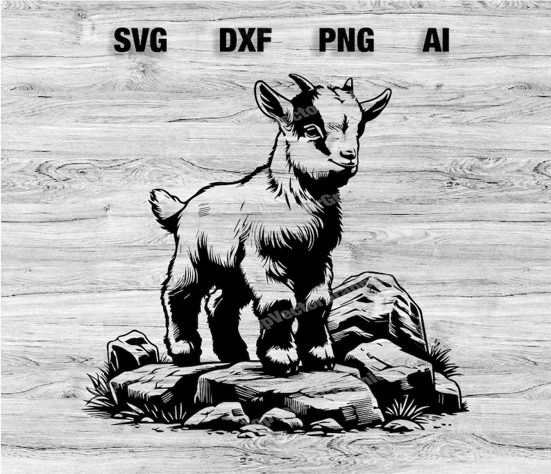 Baby Goat on Rocks Cut Files | Billy Goat Vector Silhouette, Cameo ...