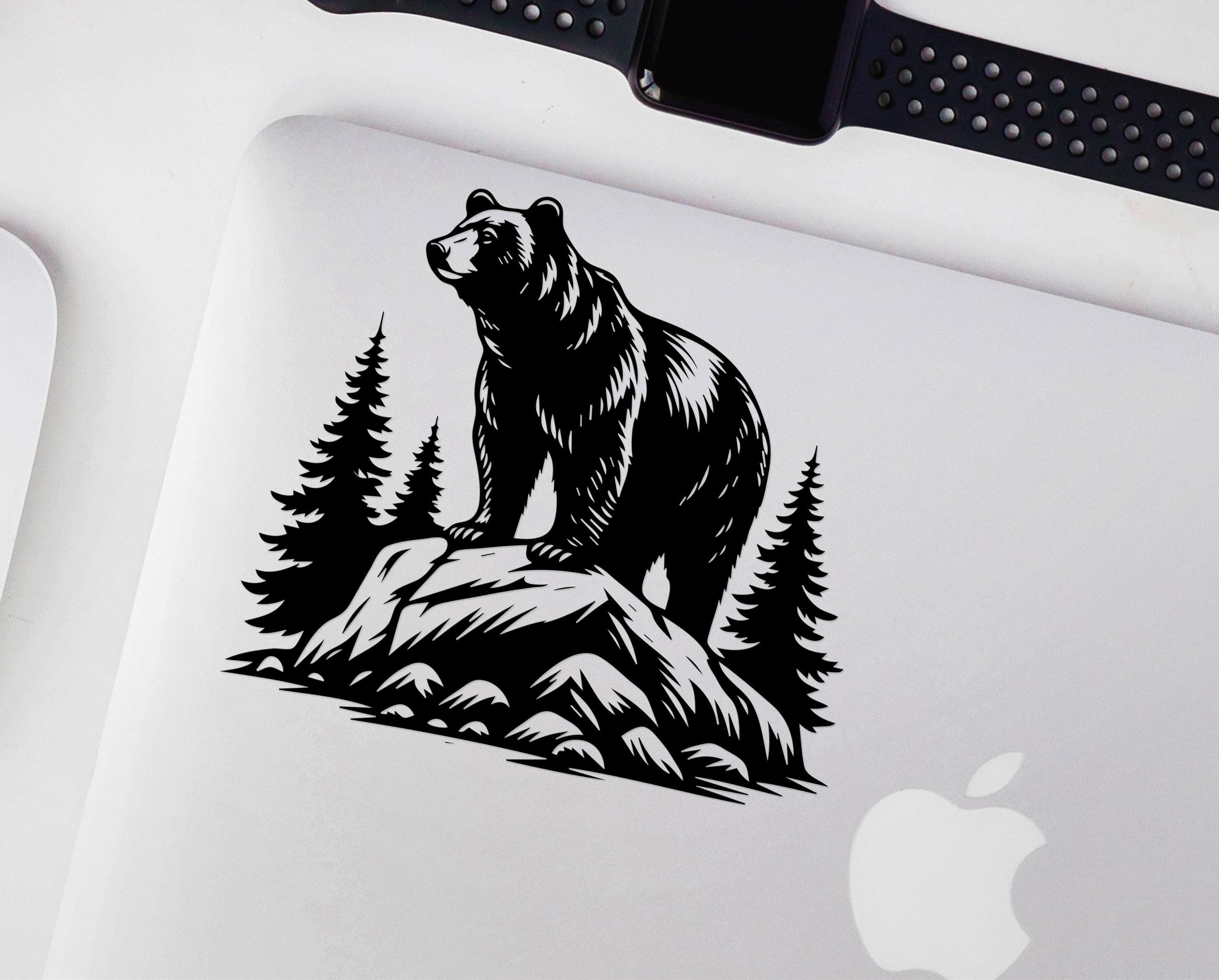 8 Black Bear on Boulder Vector Graphics for DIY Crafts and Projects ...