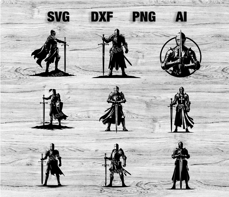 20 Medieval Knight Graphics Knight Warrior Cut Files Silhouette, Cameo ...
