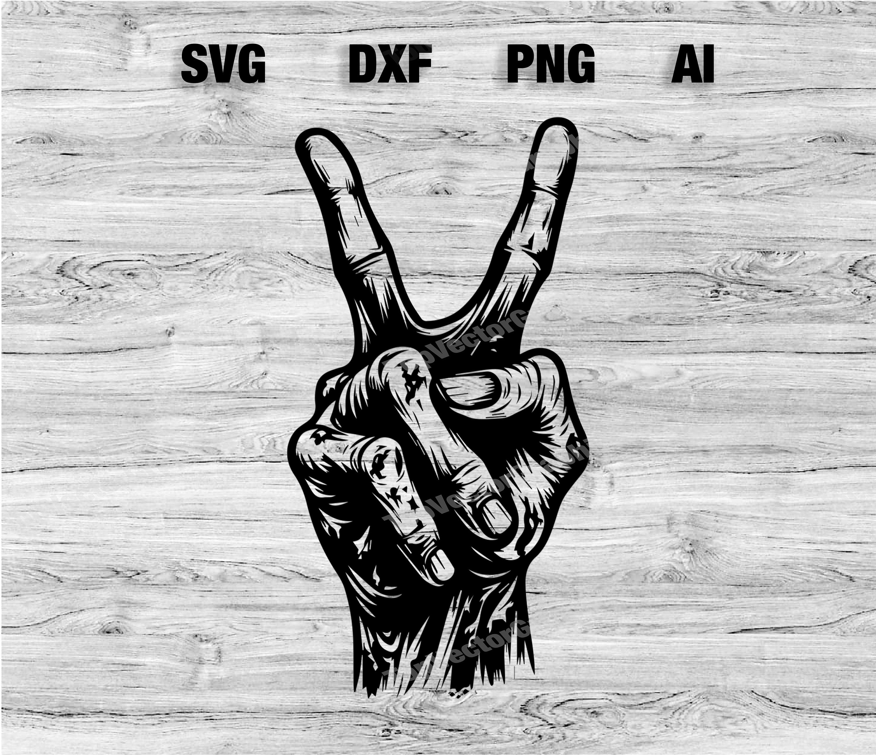 Zombie Hand Peace Sign Cut Files | Hand Doing Peace Vector Silhouette ...