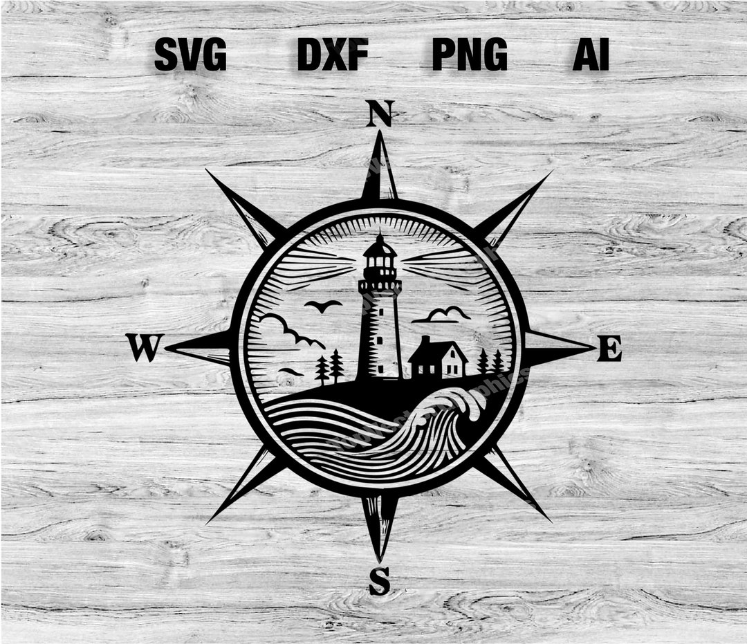 Compass SVG Cut File | Lighthouse Svg, Outdoor Svg, Mountain Graphic ...
