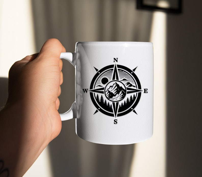 Compass Mountain Cut File Outdoor Compass Rose Vector Graphic ...