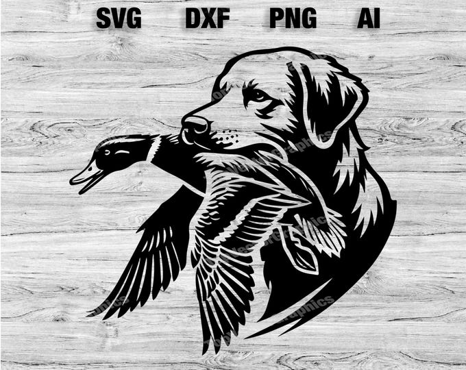Black Lab Duck Hunting Dog SVG PNG: DTF Cricut Design (digital Download ...