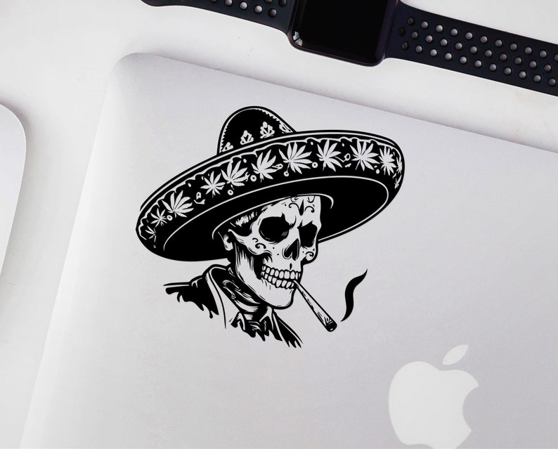 Mariachi Skeleton Smoking Files 420 Skull Vector Silhouette, Cameo ...