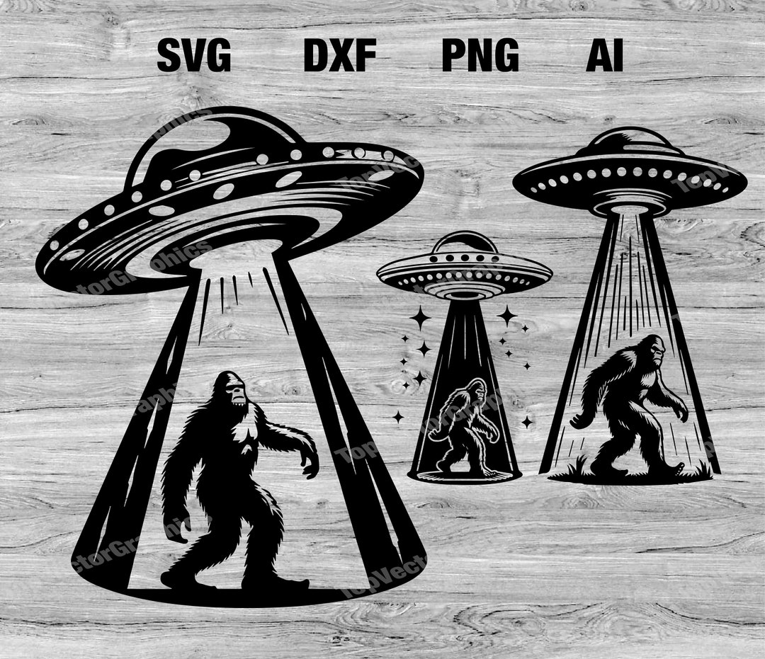 3 Bigfoot Ufo Vector Graphic Bundle for DIY Crafts and Projects ...