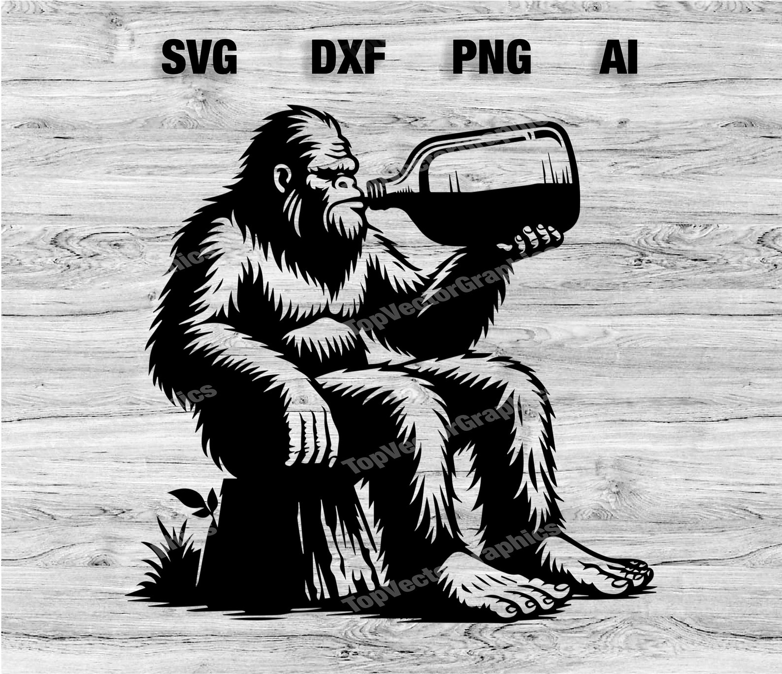Bigfoot Moonshine Silhouette Cut Files | Funny Bigfoot Vector ...